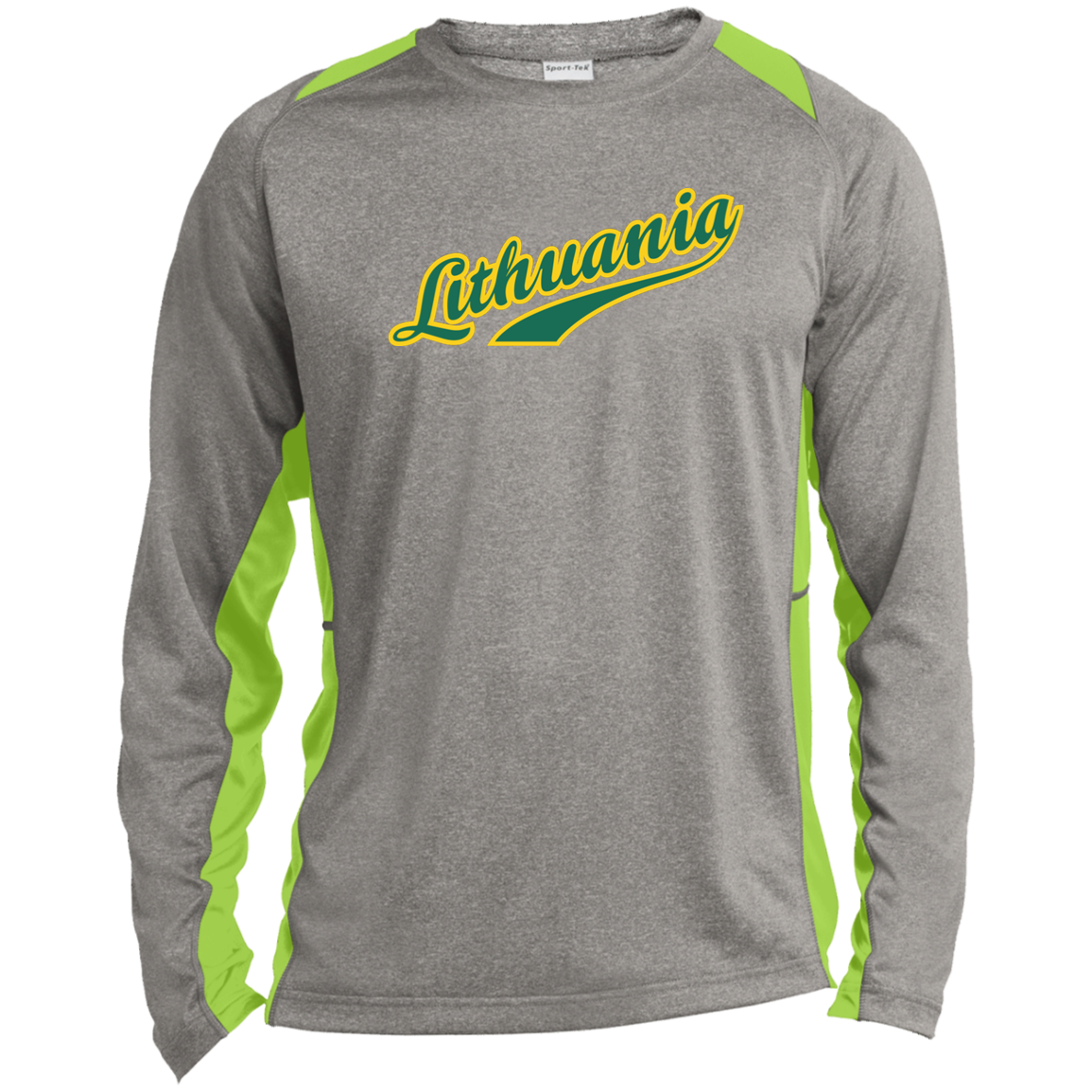 Lithuania - Men's Long Sleeve Colorblock Activewear Performance T ...
